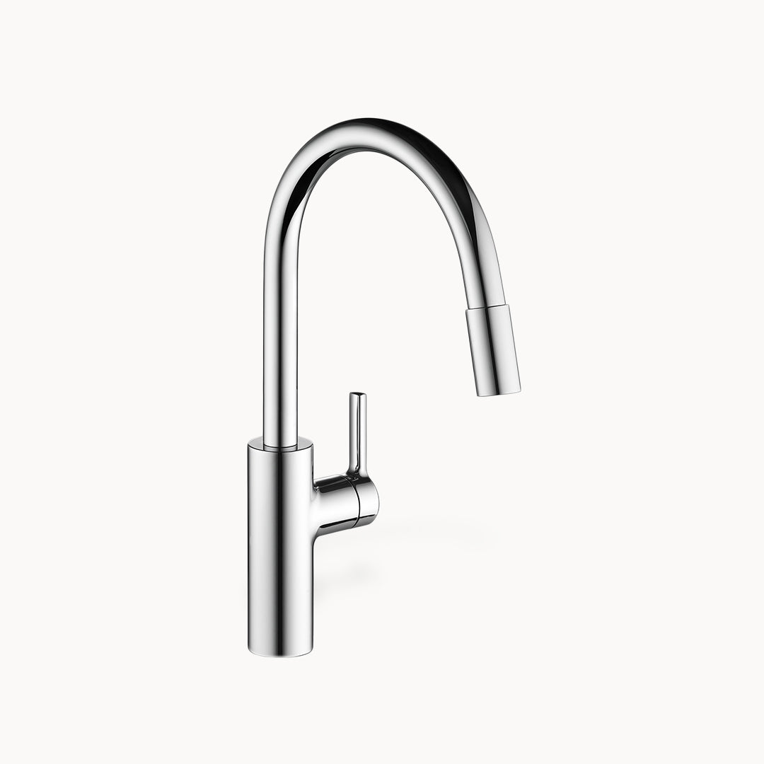 KWC Luna E Single Hole Kitchen Faucet with pull-out Spray - High arc s ...